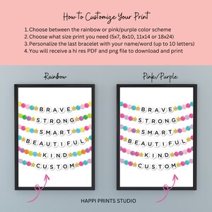 Custom Friendship Bracelet Printable Name Wall Art, Girl Affirmation ...