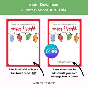 Teacher Christmas Gift Card Holder, Making School Merry and Bright Gift ...