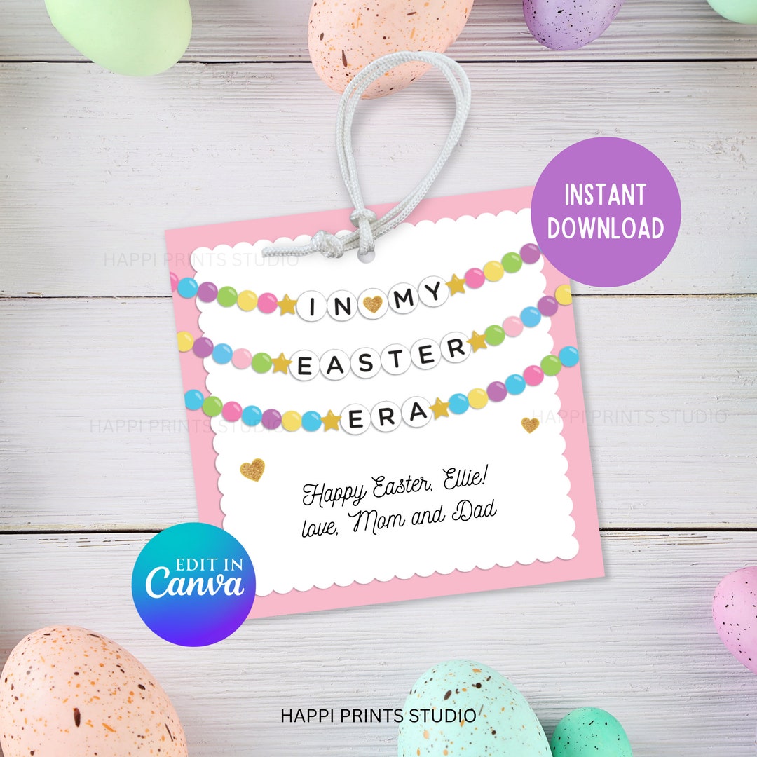Easter Era Friendship Bracelet Easter Basket Tag, Easter Goodie Bag Tag ...