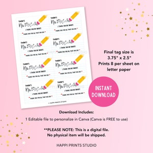 Teacher Appreciation Gift Tag, Pencil Tag for Teacher, Teacher ...