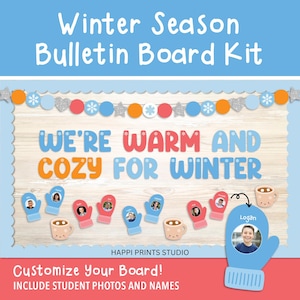 Warm and Cozy Winter Bulletin Board Kit, Mitten Hot Cocoa Winter Photo ...