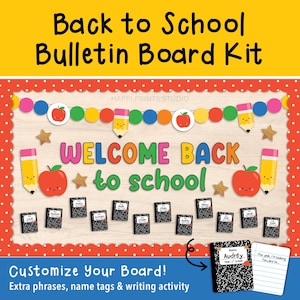 Composition Book Welcome Back to School Bulletin Board Kit, Apple ...