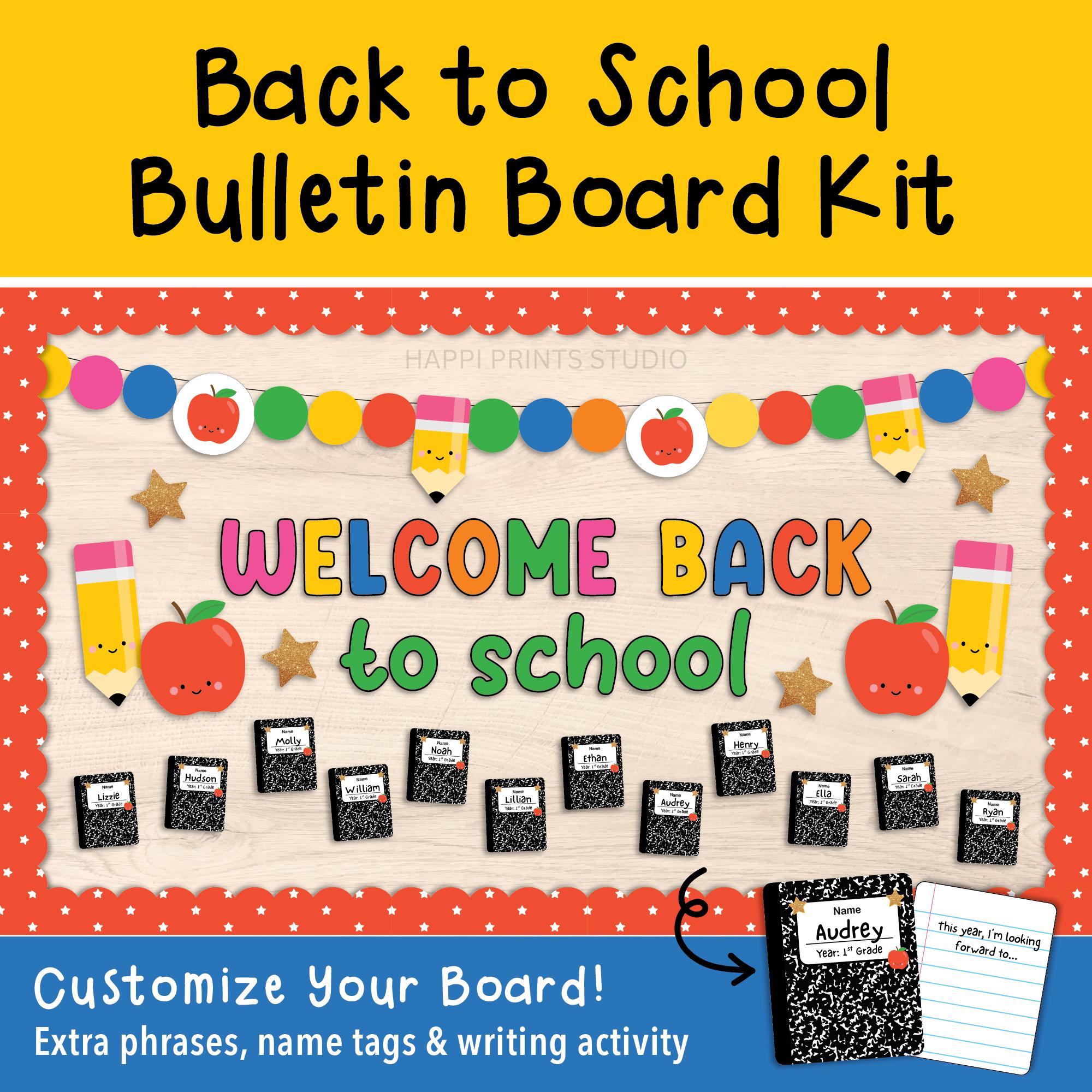 Composition Book Welcome Back to School Bulletin Board Kit, Apple ...