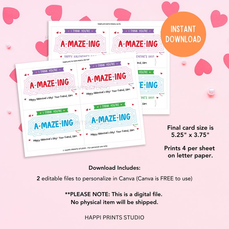 You Are Amazing Valentine Classroom Exchange Card, Amazeing Maze ...