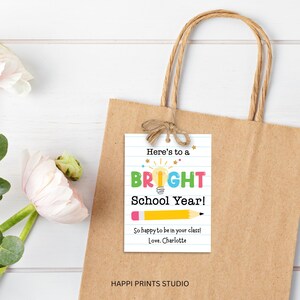 Here's to a Bright School Year Tag, Back to School Light Bulb Pencil ...