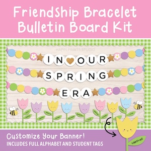 In Our Spring Era Friendship Bracelet Banner Bulletin Board Kit, Spring ...