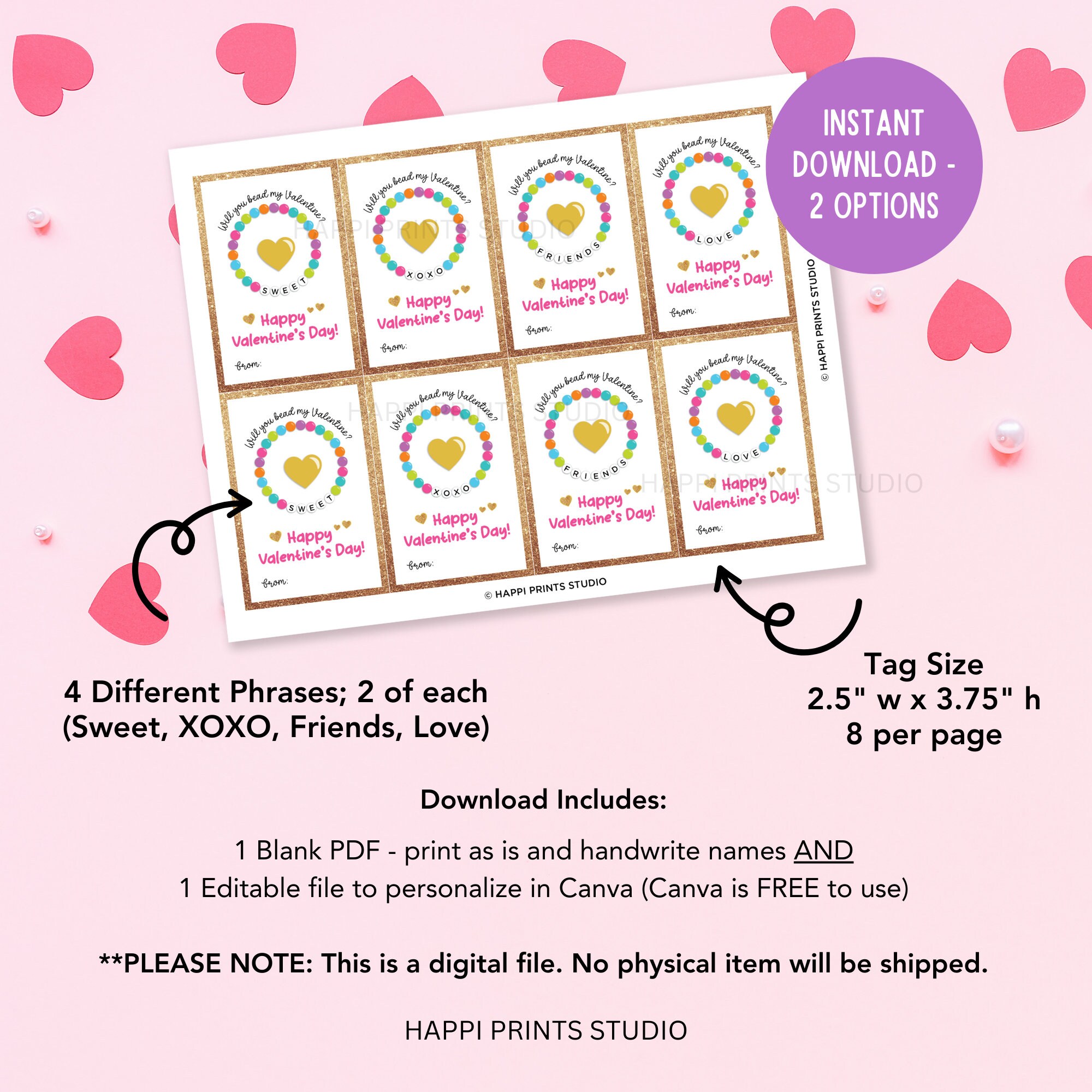 Friendship Bracelet Valentine Card, Valentine Classroom Exchange ...
