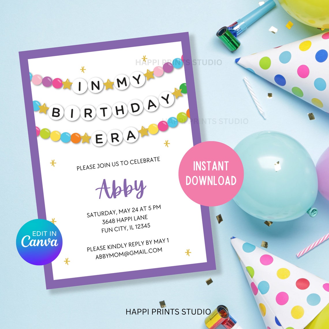 In My Birthday Era Invite Printable, Friendship Bracelet Birthday ...