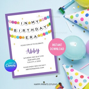 In My Birthday Era Invite Printable, Friendship Bracelet Birthday ...