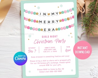 Snowman Eras Christmas Party Invite, in My Merry Era Girls Night ...