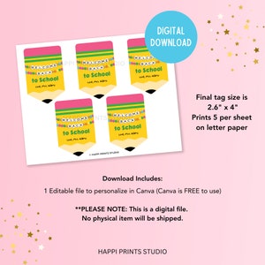 Welcome Back to School Gift Tag, Editable Friendship Bracelet Student ...