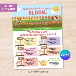 Thank You for Helping Us Bloom Spring Garden Theme Teacher and Staff ...