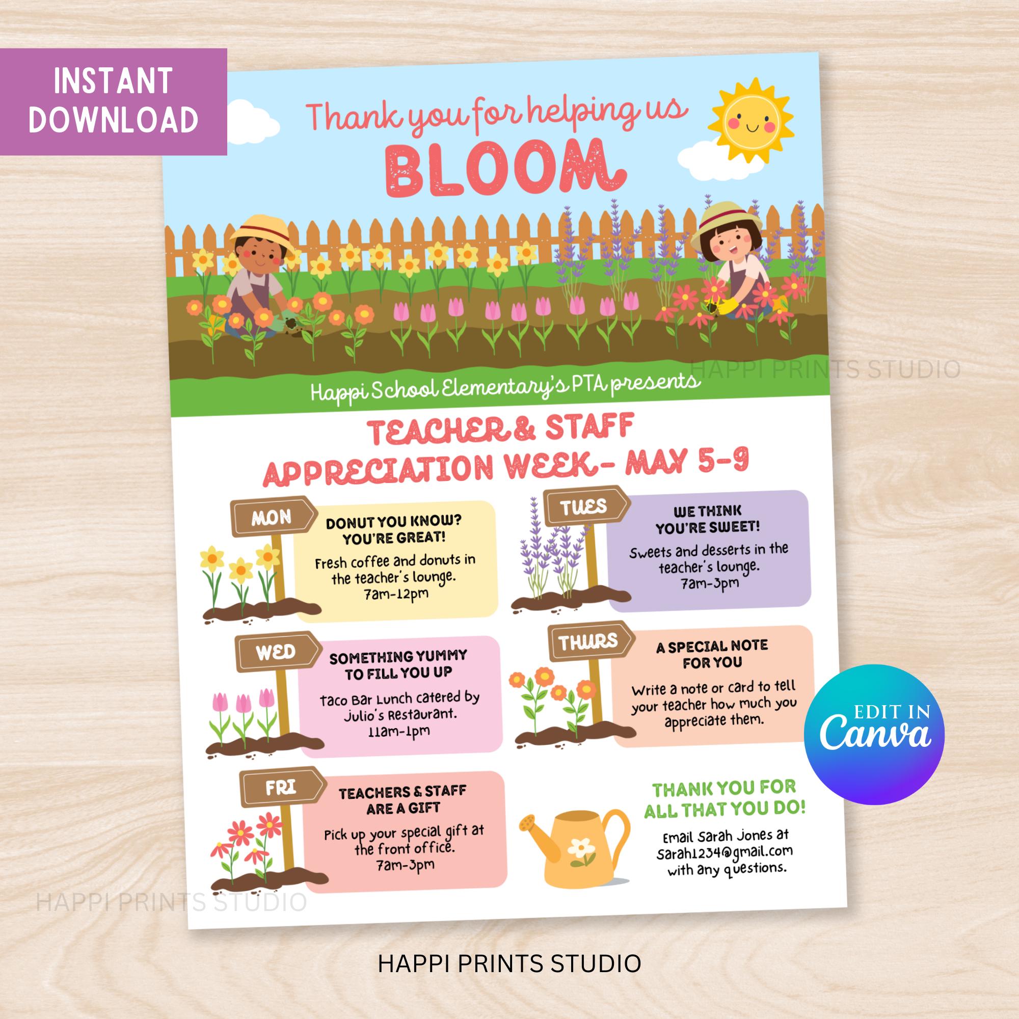 Thank You for Helping Us Bloom Spring Garden Theme Teacher and Staff ...