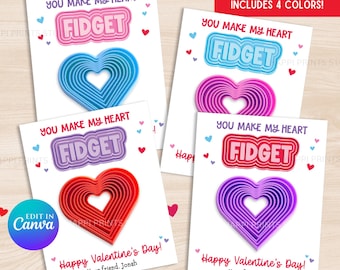 Layered Fidget Valentine Printable Tag, 3D Printed Fidget Valentine Toy ...