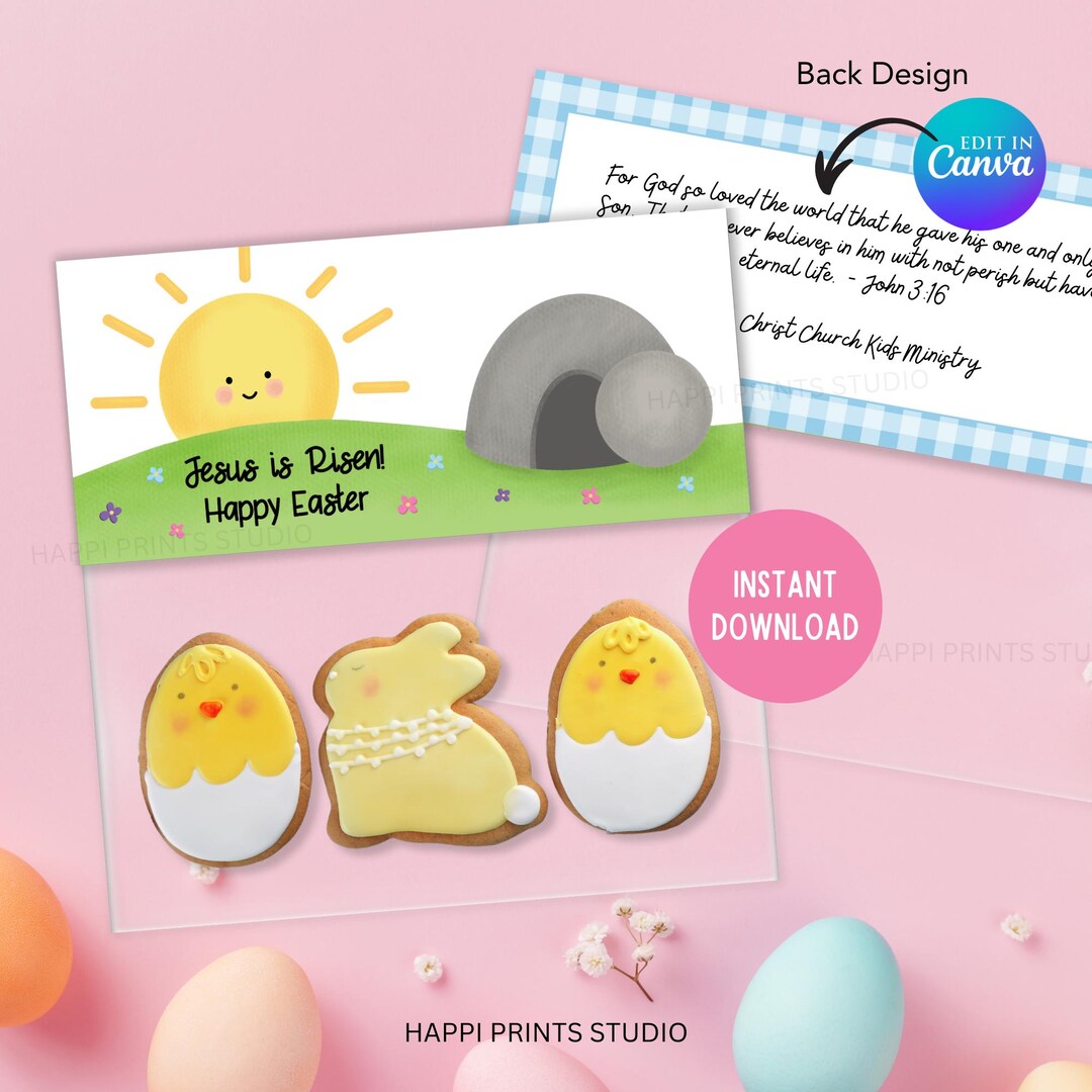 Jesus is Risen Easter Bag Topper, Printable Easter Treat Bag Topper ...
