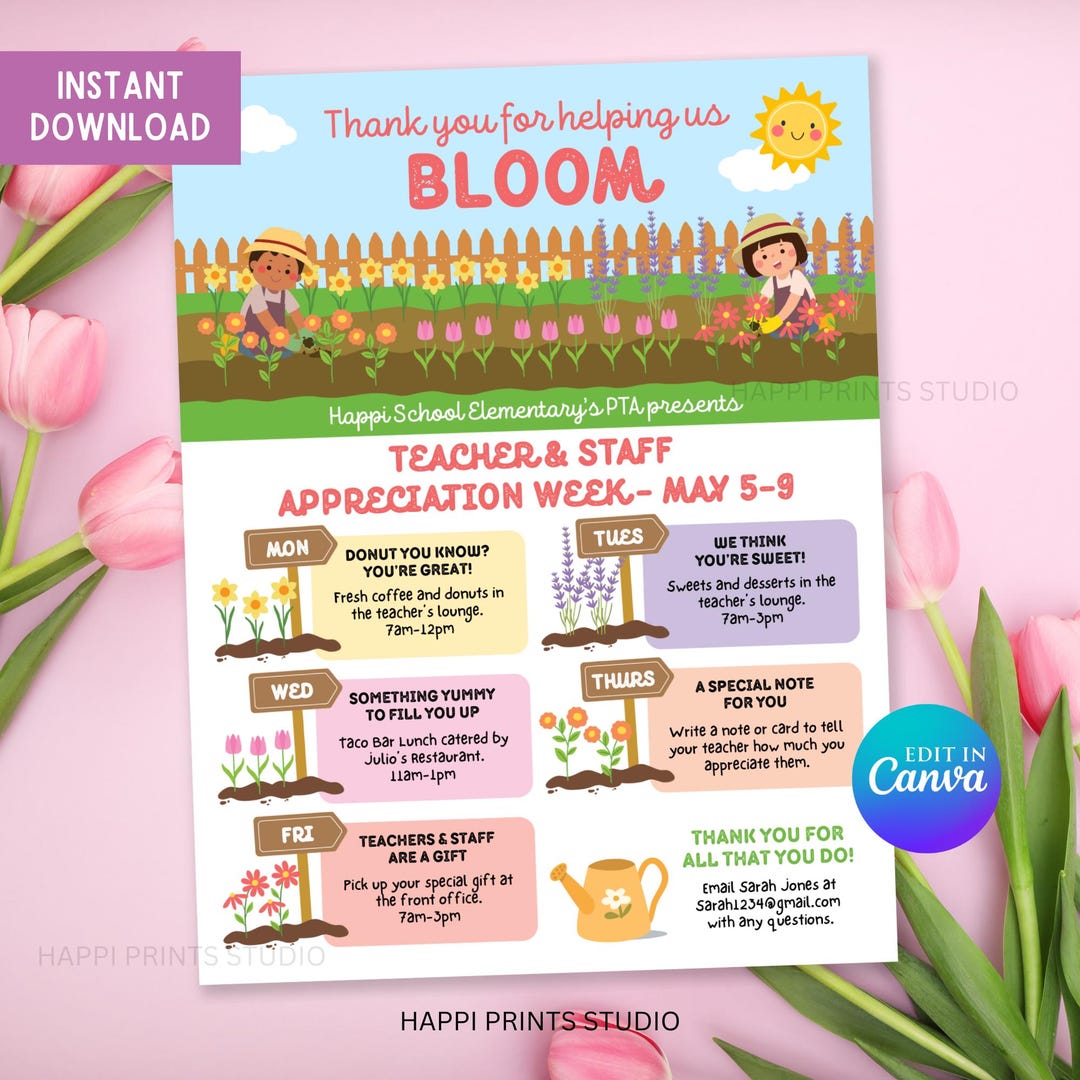 Thank You for Helping Us Bloom Spring Garden Theme Teacher and Staff ...
