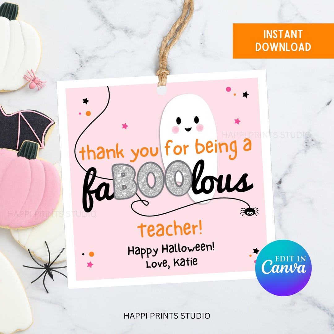 Faboolous Teacher Ghost Tag, Boo Basket Tag, Halloween Ghost Gift Tag ...