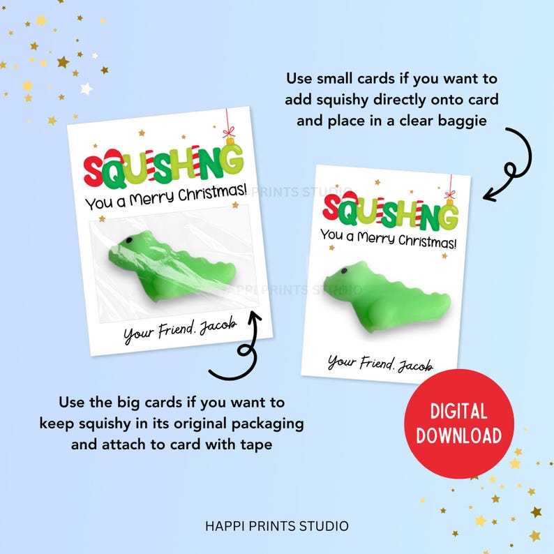Squishing You a Merry Christmas Card, School Christmas Toy Printable ...