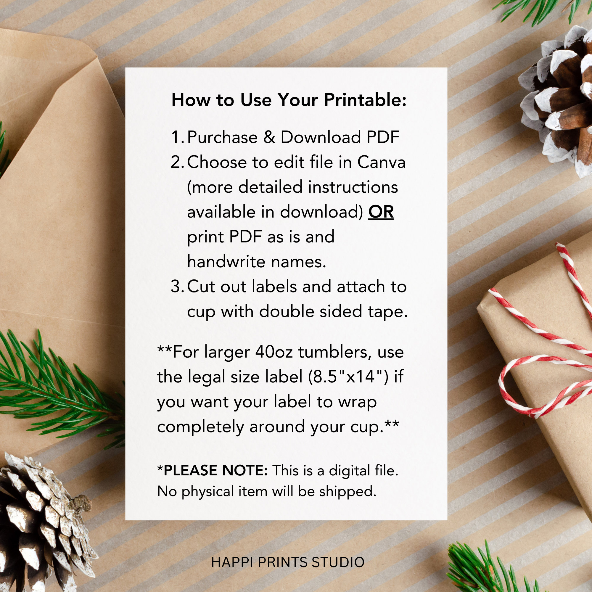 Cup of Good Cheer Personalized 40oz Tumbler Gift Tag, Christmas Gift ...