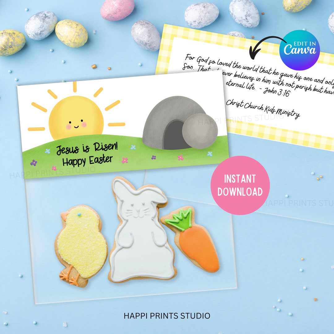 Jesus is Risen Easter Bag Topper, Printable Easter Treat Bag Topper ...