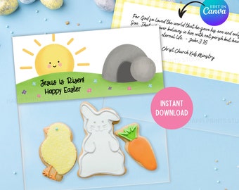 Christian Easter Treat Bag Toppers Printable, He is Risen Jesus Easter ...