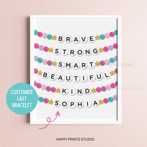 Custom Friendship Bracelet Printable Name Wall Art, Girl Affirmation ...