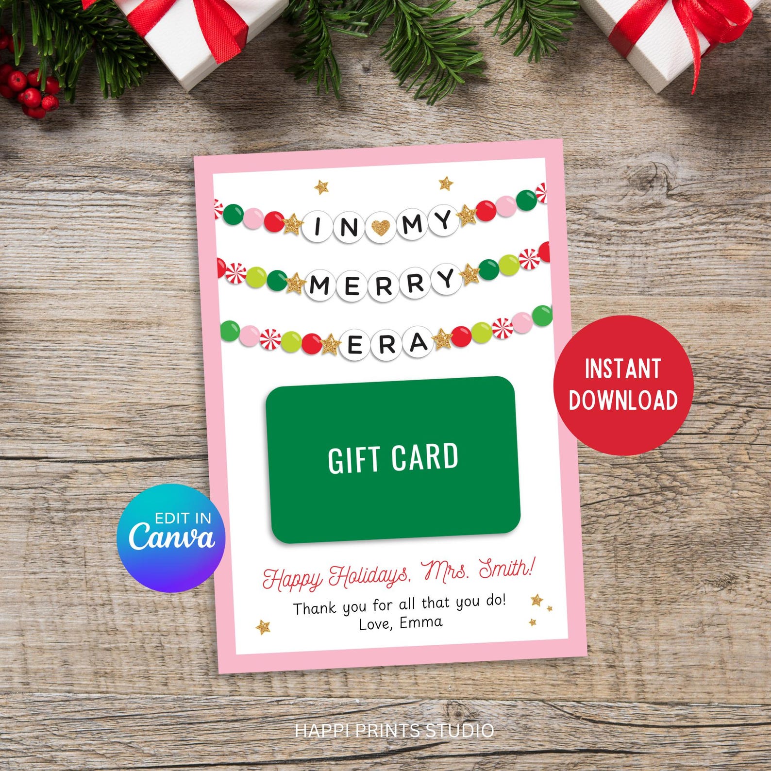 In My Merry Era Friendship Bracelet Christmas Gift Card Holder, School ...