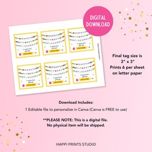 Happy First Day of School Gift Tag, Editable Friendship Bracelet ...