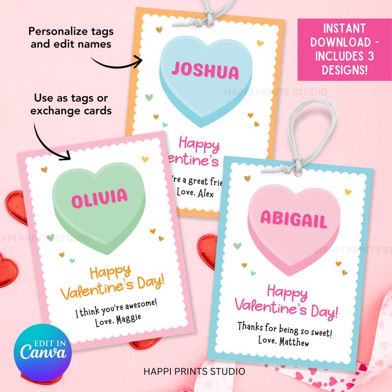 Heart Name Tags - Etsy