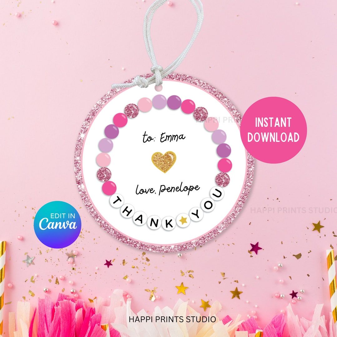 Editable Friendship Bracelet Thank You Tag, Printable Favor Gift Tag ...