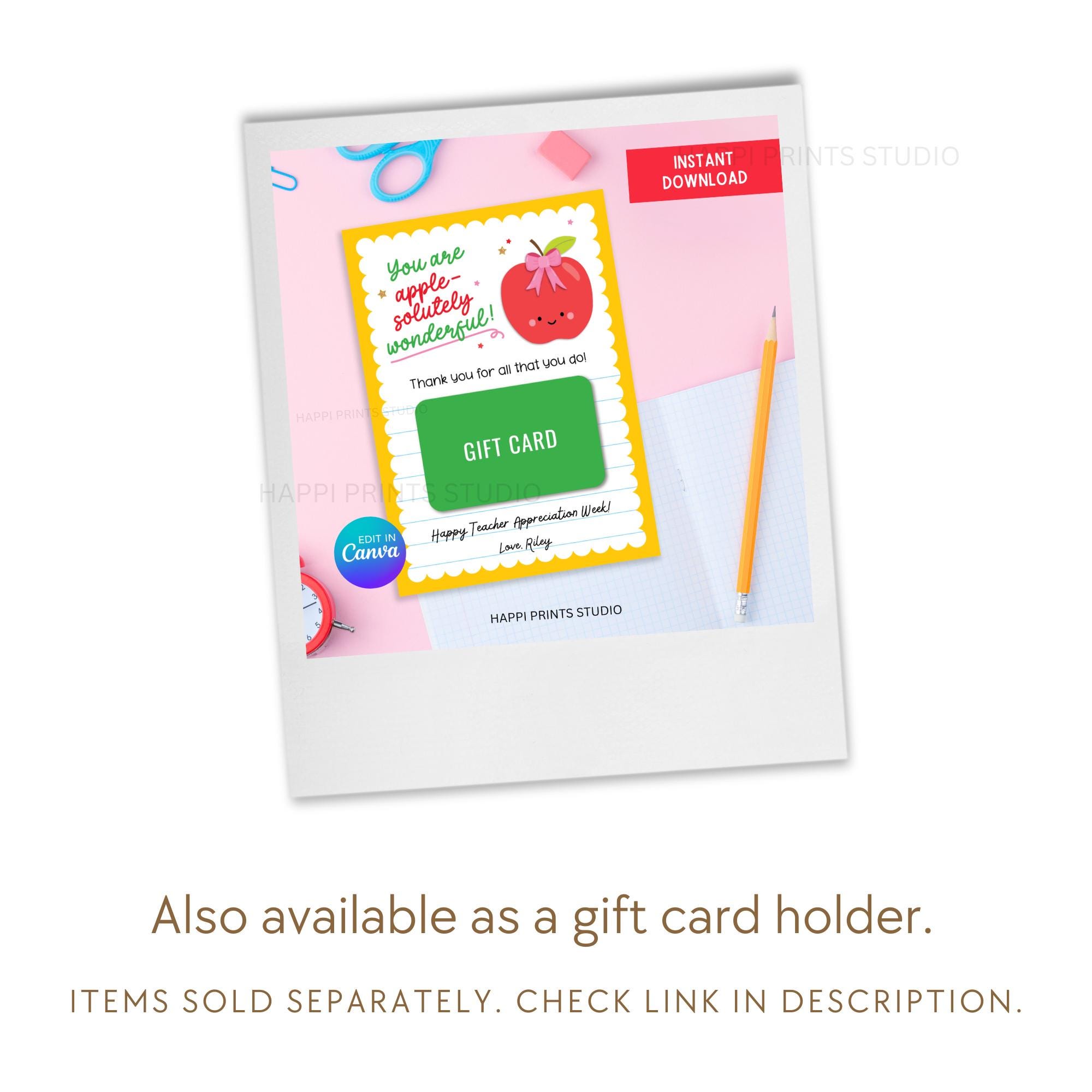 Apple-solutely Wonderful Teacher Appreciation Week Gift Tag, Editable ...