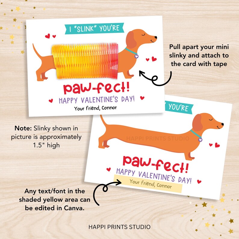 Slinky Valentine Classroom Exchange Card, Slinky Dog Valentine ...