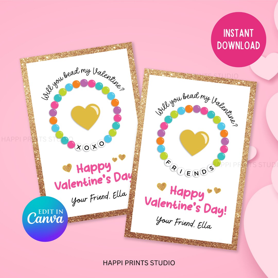 Friendship Bracelet Valentine Card, Valentine Classroom Exchange ...