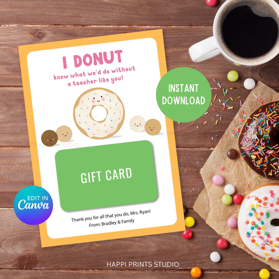 Teacher Gift Card Holder, Donut Gift Card Holder, Teacher Appreciation ...