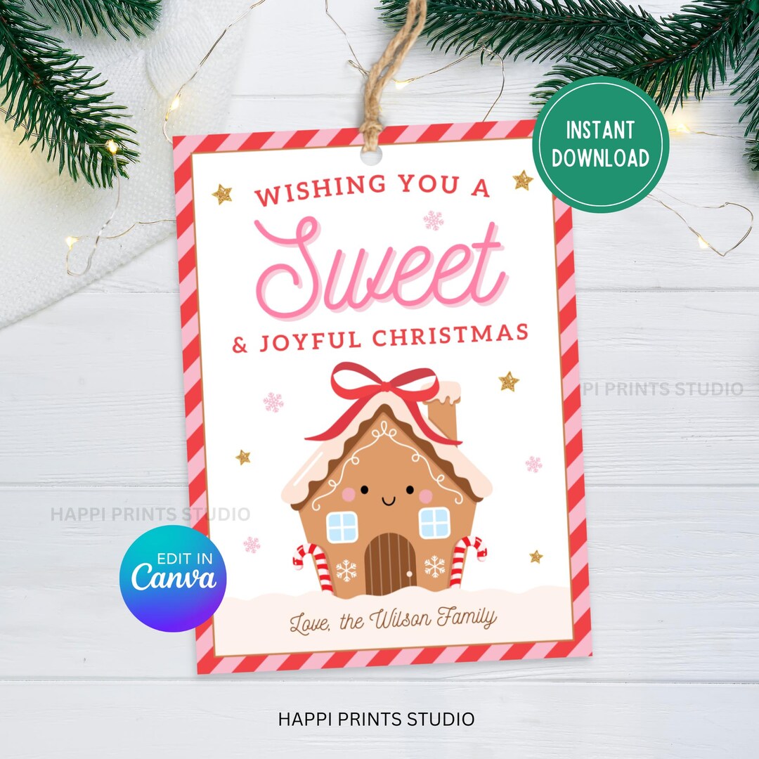 Gingerbread House Sweet Christmas Gift Tag, Coworker Neighbor Teacher ...