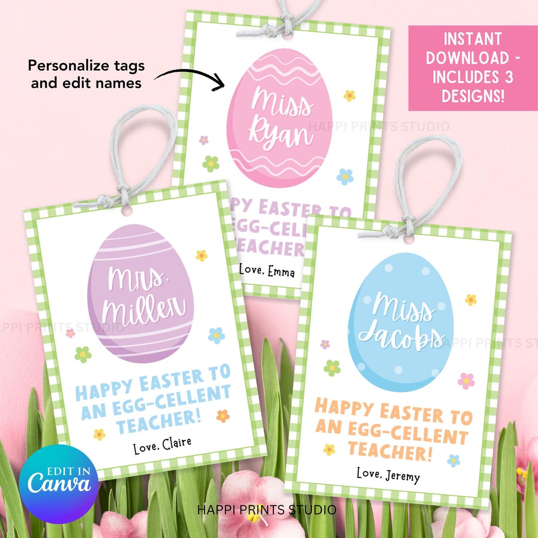 Easter Egg Teacher Printable Gift Tag, Teacher Appreciation Easter Tag ...