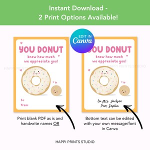 Donut Teacher Appreciation Gift Tag, Donut Gift Tag for School Staff ...