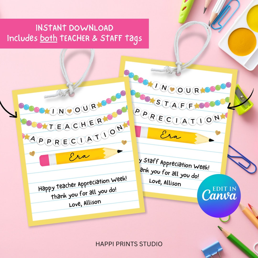 In Our Staff Appreciation Era Gift Tag, Editable Friendship Bracelet ...