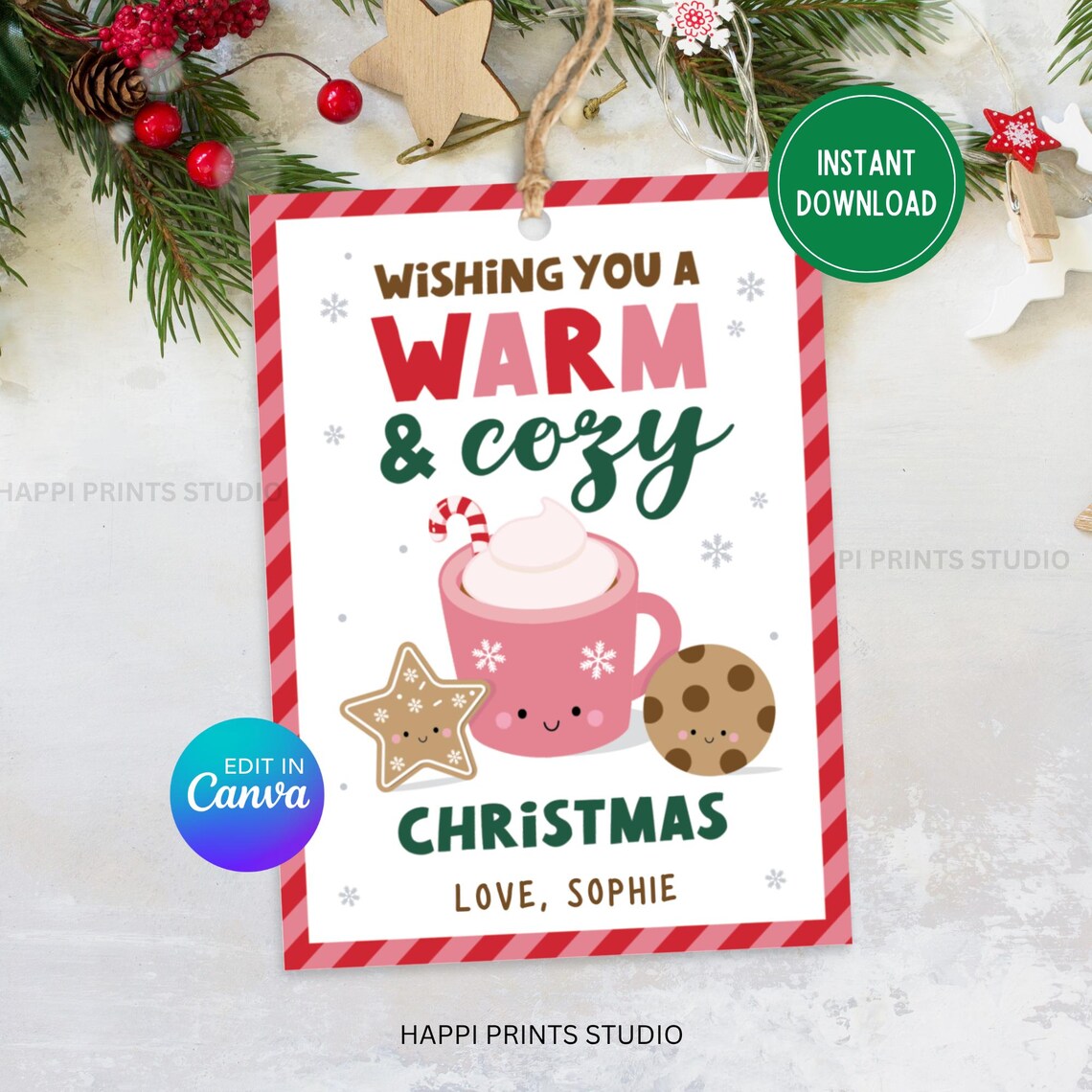 Christmas Cookies and Cocoa Gift Tag, Wishing You a Warm and Cozy ...