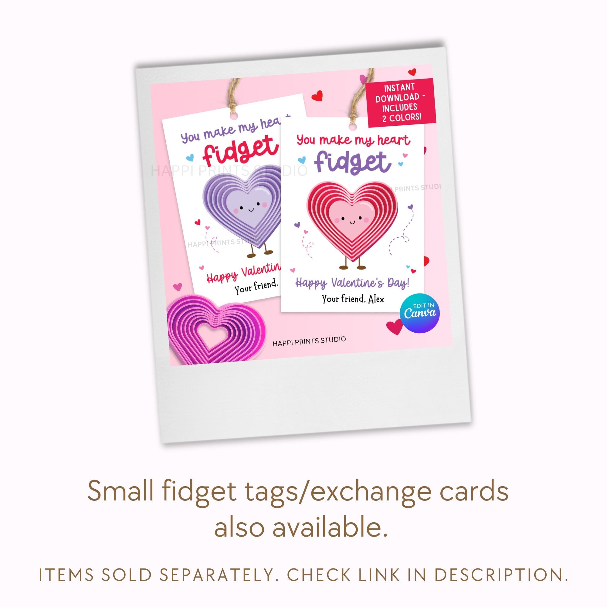 Layered Fidget Valentine Printable Tag, 3D Printed Fidget Valentine Toy ...