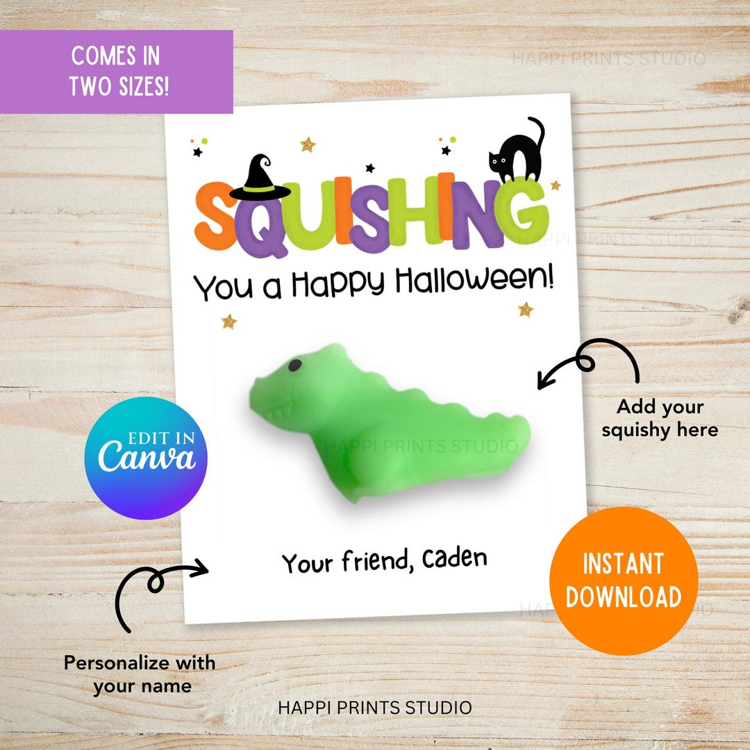 Squishing You a Happy Halloween Card, School Halloween Printable, Mochi ...