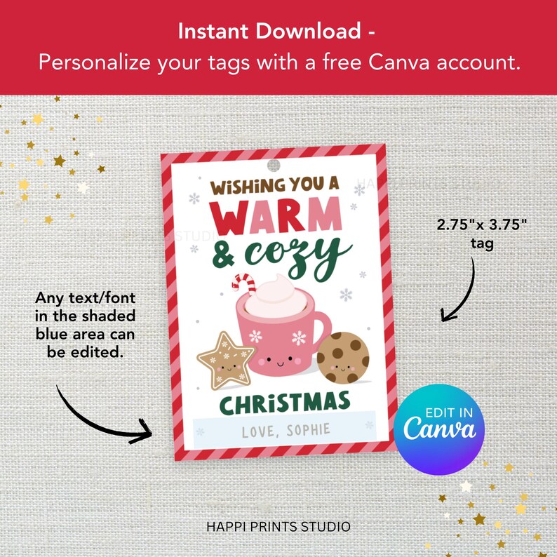 Christmas Cookies and Cocoa Gift Tag, Wishing You a Warm and Cozy ...
