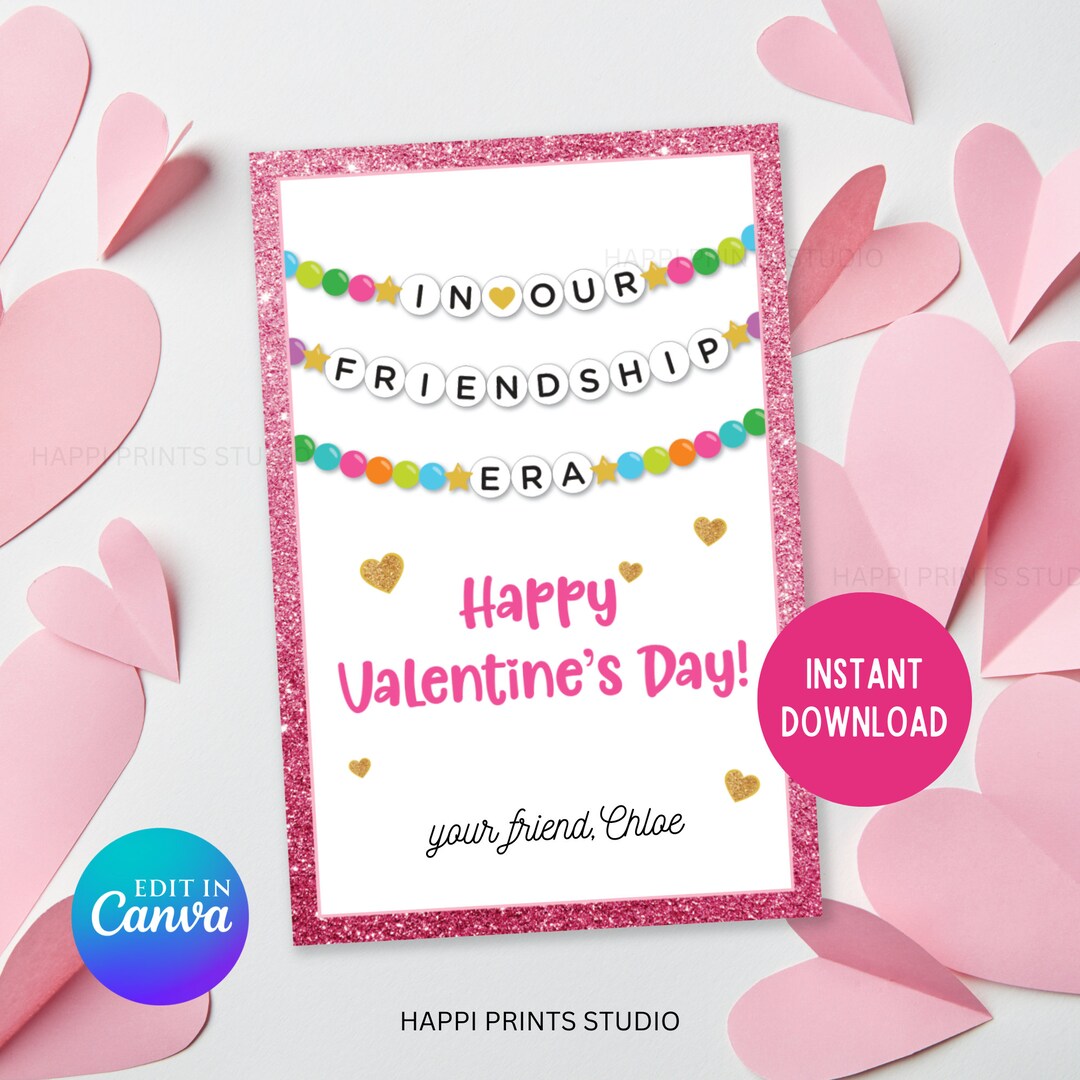 Friendship Bracelet Valentine Card, Valentine Classroom Exchange, Kid ...