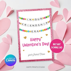 Friendship Bracelet Valentine Card, Valentine Classroom Exchange, Kid ...