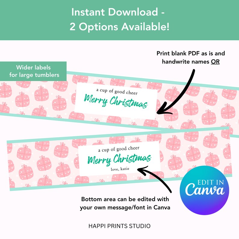 Cup of Good Cheer Personalized 40oz Tumbler Gift Tag, Christmas Gift ...