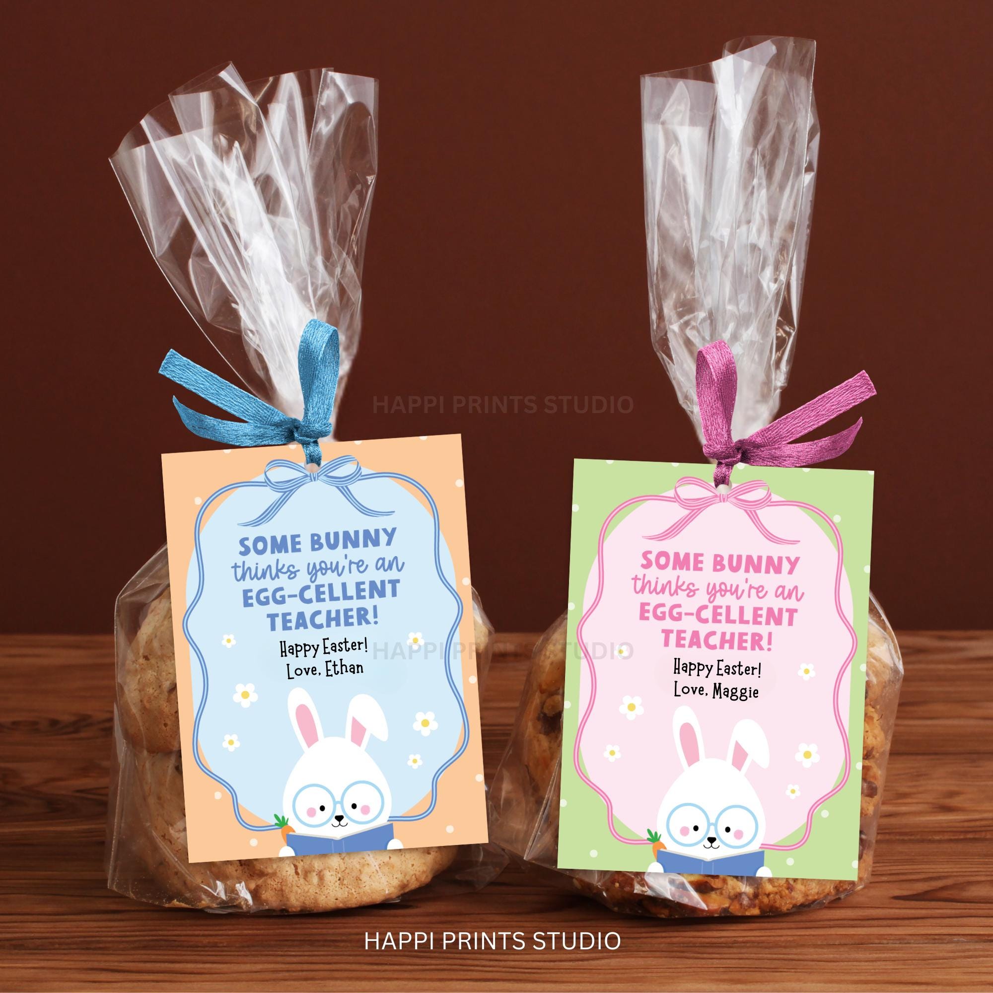 Easter Bunny Ribbon Teacher Printable Gift Tag, Teacher Appreciation ...