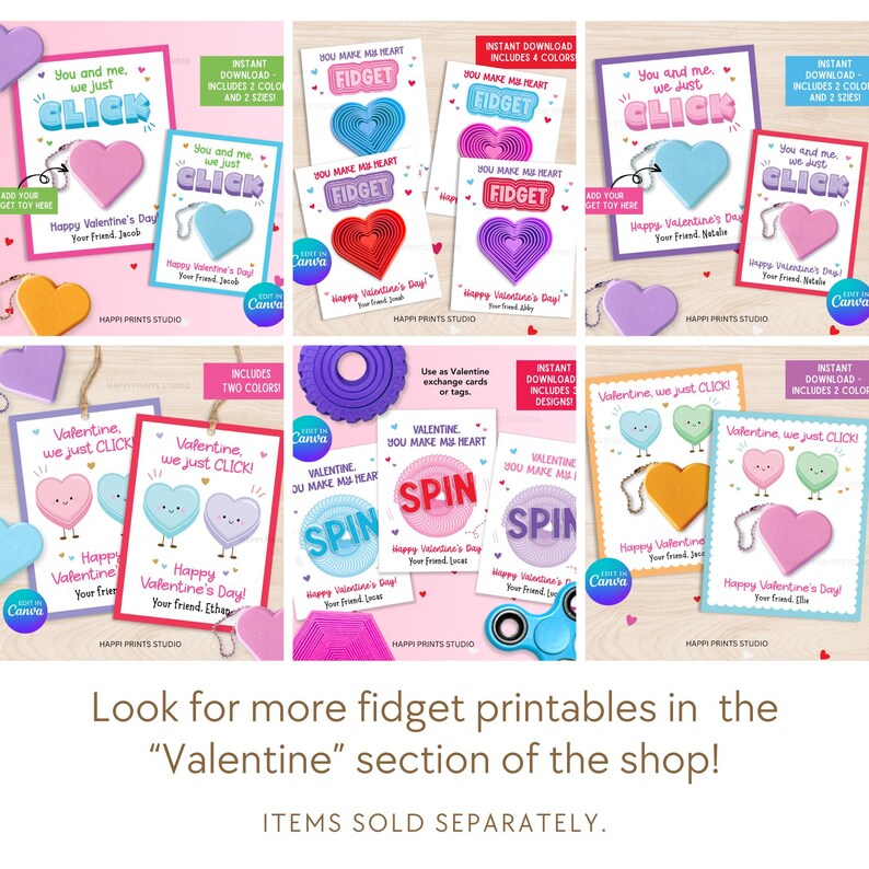 Layered 3D Heart Fidget Valentine Tag, 3D Printed Fidget Heart ...