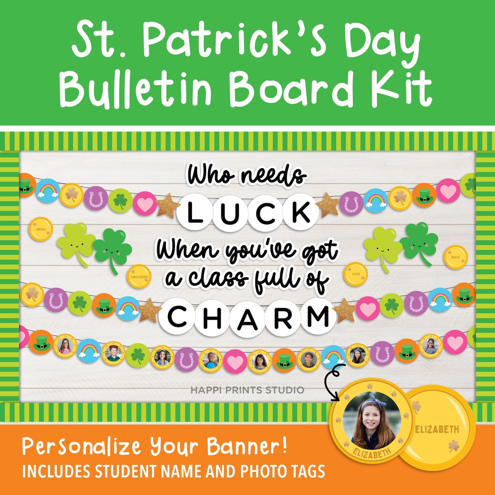 St. Patrick's Day Friendship Bracelet Charm Bulletin Board Kit, St ...