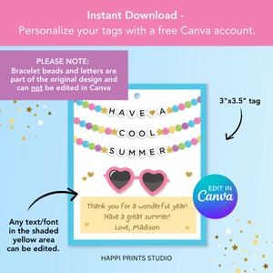 Cool Summer Gift Tag, End of School Year Summer Gift Tag, Friendship ...