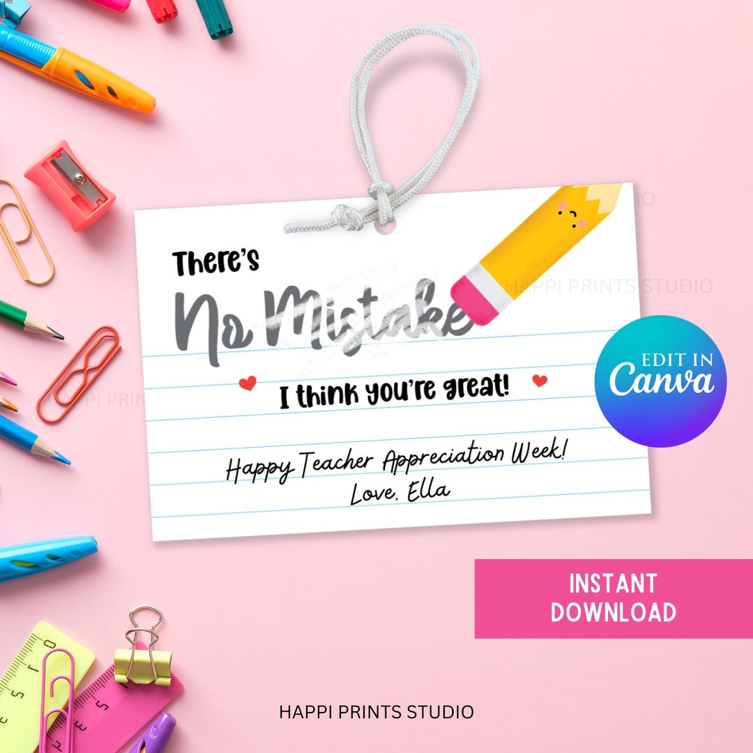 Teacher Appreciation Gift Tag, Pencil Tag for Teacher, Teacher ...